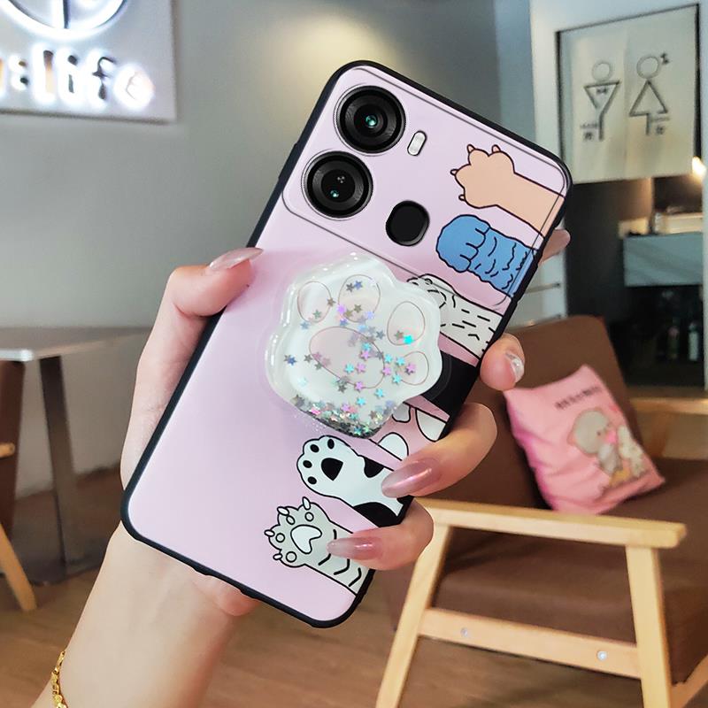 Cartoon TPU Phone Case For Itel P40 Rotatable stand phone lens ...