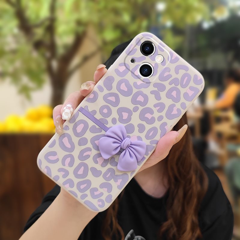 Anti-fall Leopard Phone Case For iphone14 Plus Bowknot Skin-friendly ...